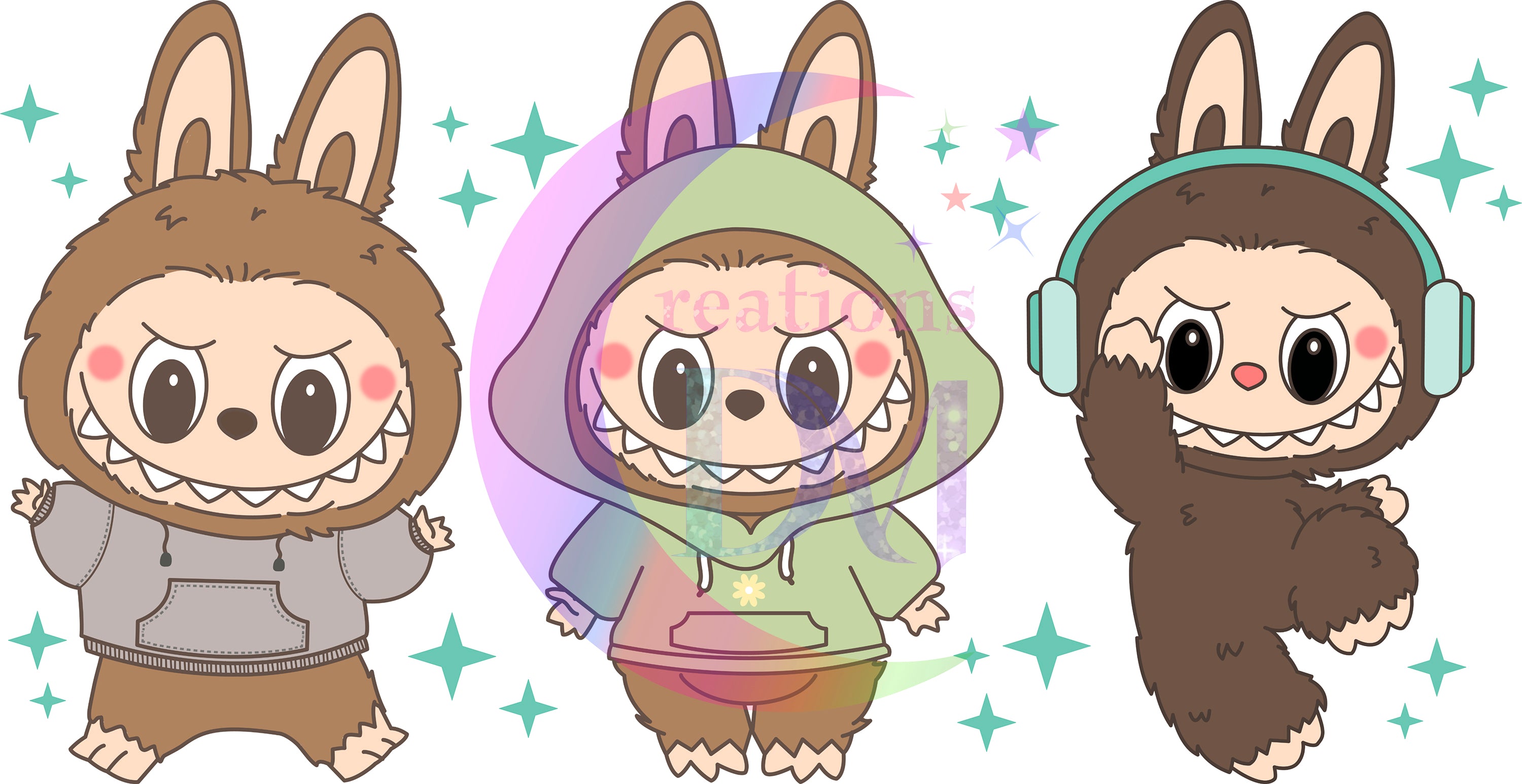 LABUBU - brown with sweaters and earbuds – dm printed creations