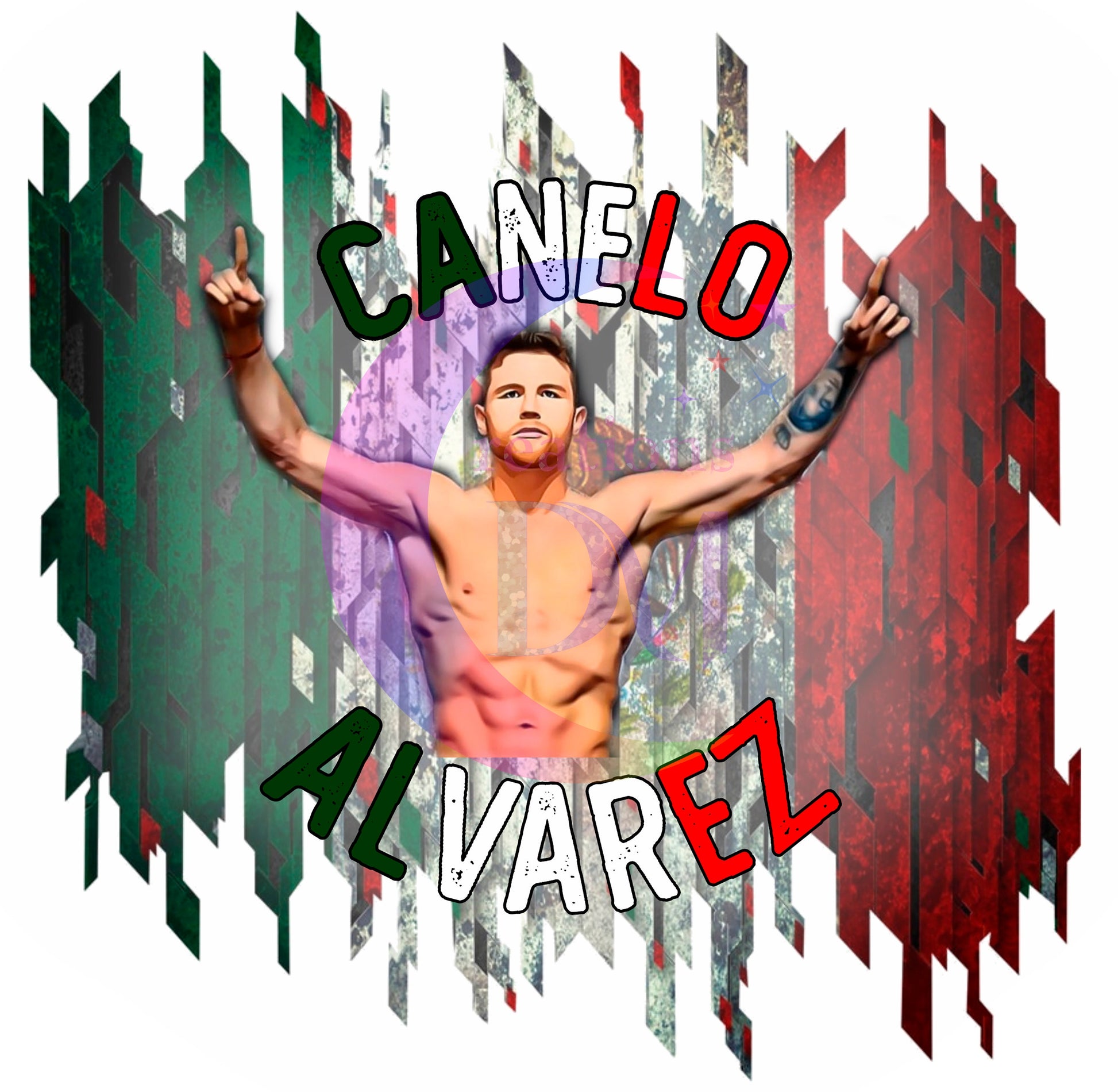 canelo DTF - canelo Álvarez with Mexican flag behind – dm printed creations