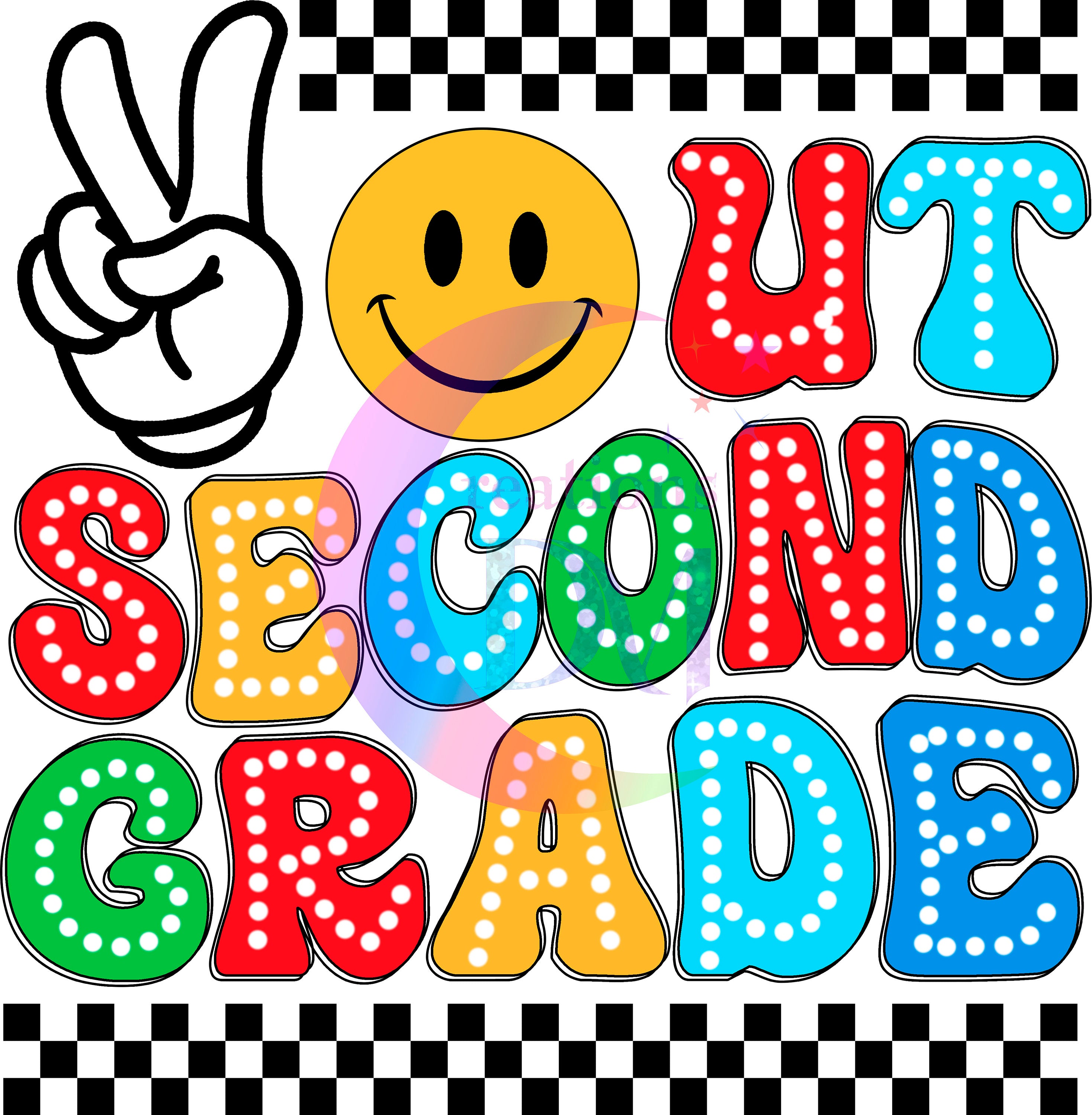 Graduate DTF - peace out second grade smiley face and checkers – dm ...